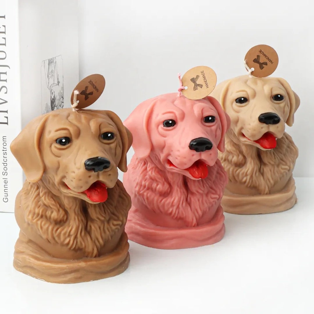 Cute Happy Golden Labrador Labradoodle Dog 3D Puppy Big Silicone Mold ...