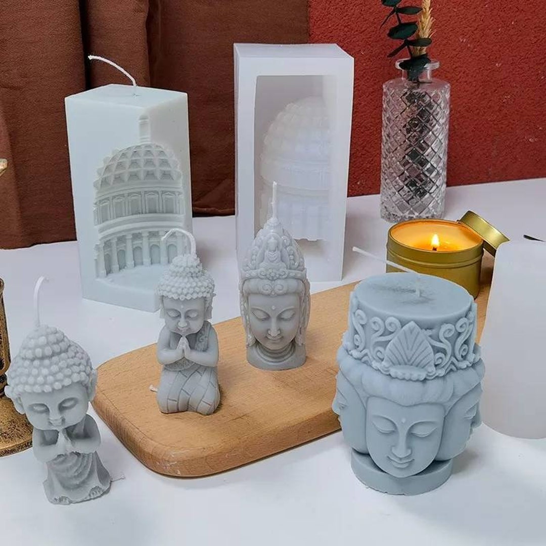 Buddha Candle Mold 3D Silicone Resin Clay Chocolate Cake Form Big Mould ...