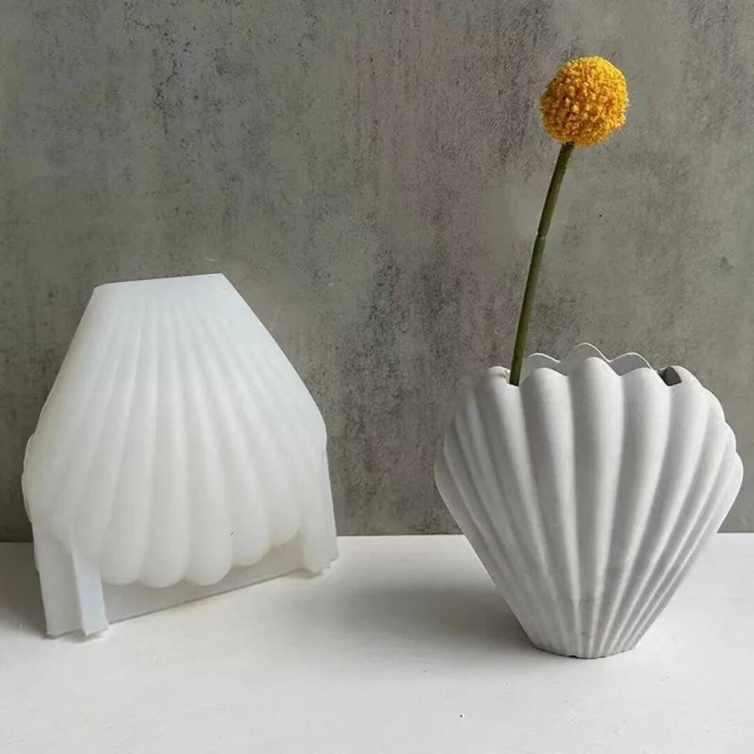 Sea Shell Shaped Vase Silicone Mold Aesthetic Candle Holder Molds Plant ...
