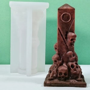 Big Obelisk Pillar Human Skull Skeleton Food-grade Silicone Mold ...