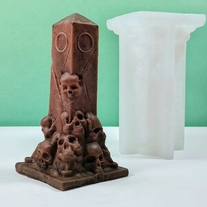 Big Obelisk Pillar Human Skull Skeleton Food-grade Silicone Mold ...