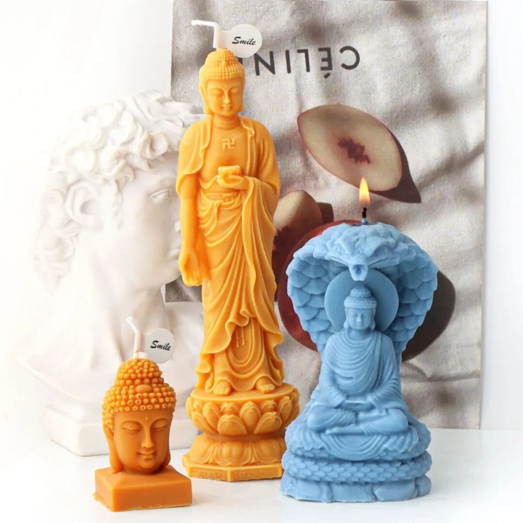 Buddha Statue Figure Candle Mold 3D Food-grade Silicone Molds - Etsy