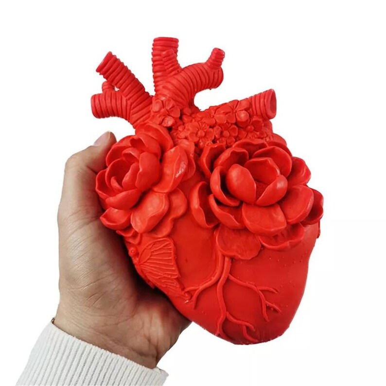 Big Human Heart With Flowers Silicone Candle Mold Candy - Etsy