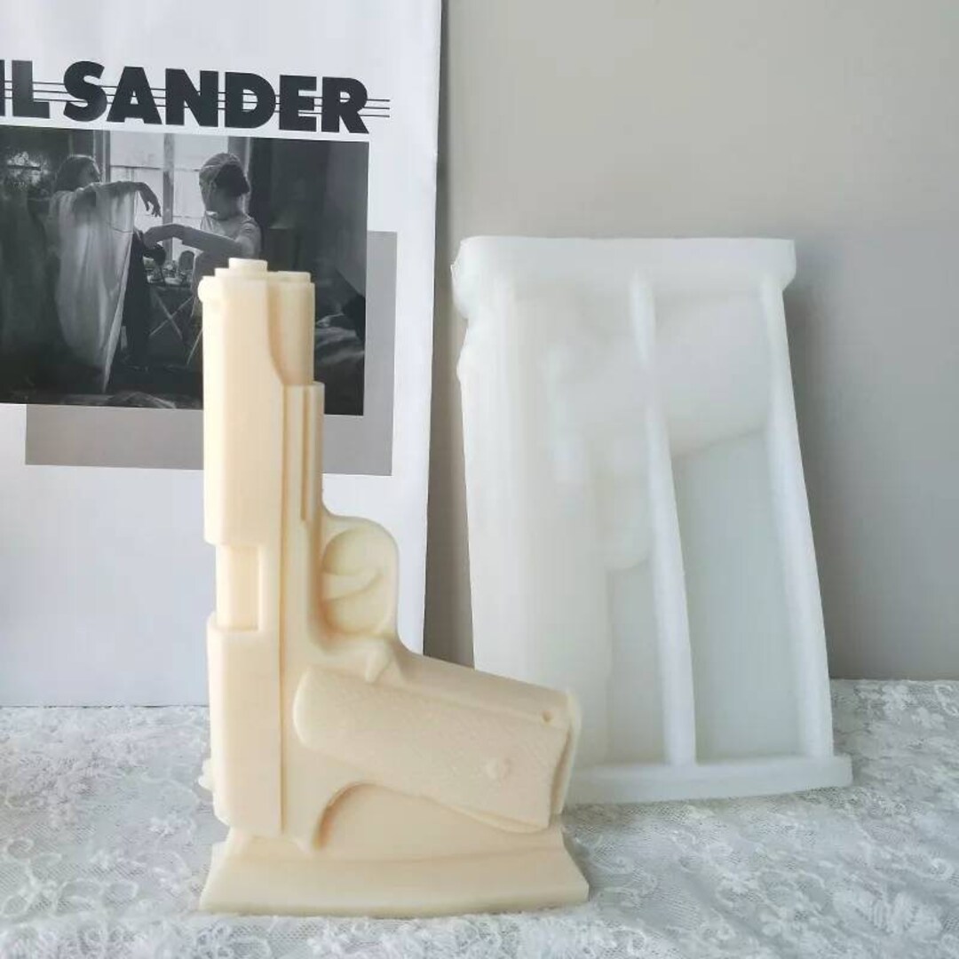 Food-grade Pistol Gun Shaped Silicone Mold 3D Large Big Guns Candle ...