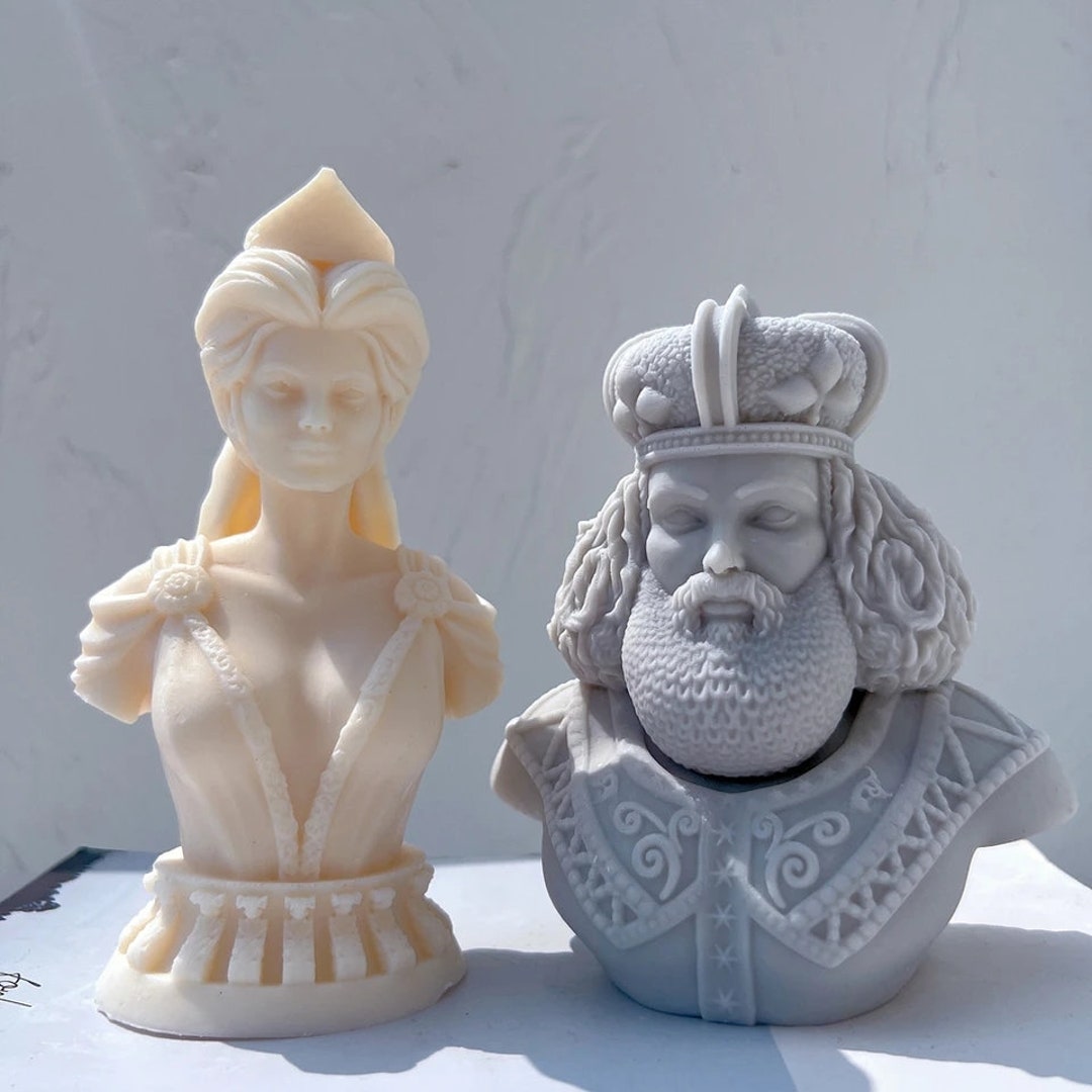 Big King and Queen Statue Food-grade Silicone Mold Chocolate Candle ...