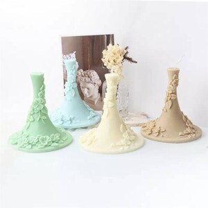 Cylindric Flower Mold Stand Standing 3D Rose Silicone Molds Candle ...