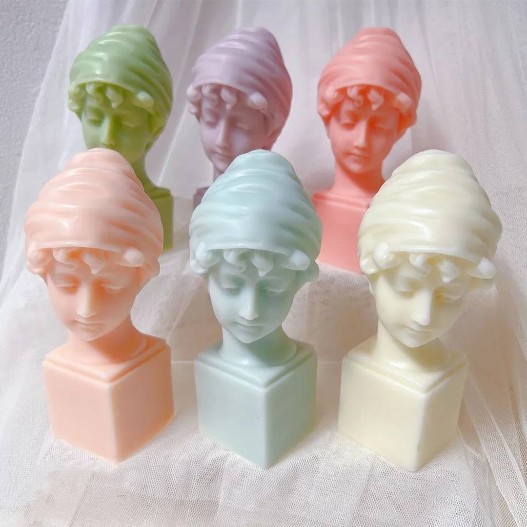 Young Girl Head Face Curly Hair Silicone Mold Candle Molds Candy ...