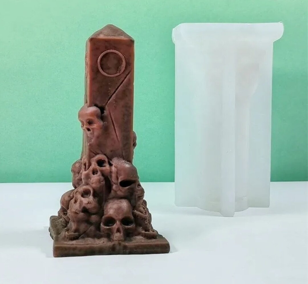 Big Obelisk Pillar Human Skull Skeleton Food-grade Silicone Mold ...