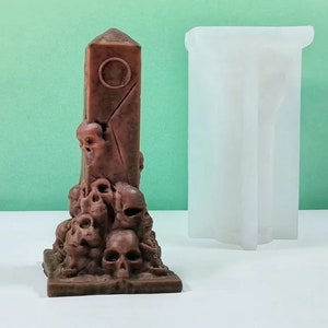 Big Obelisk Pillar Human Skull Skeleton Food-grade Silicone Mold ...