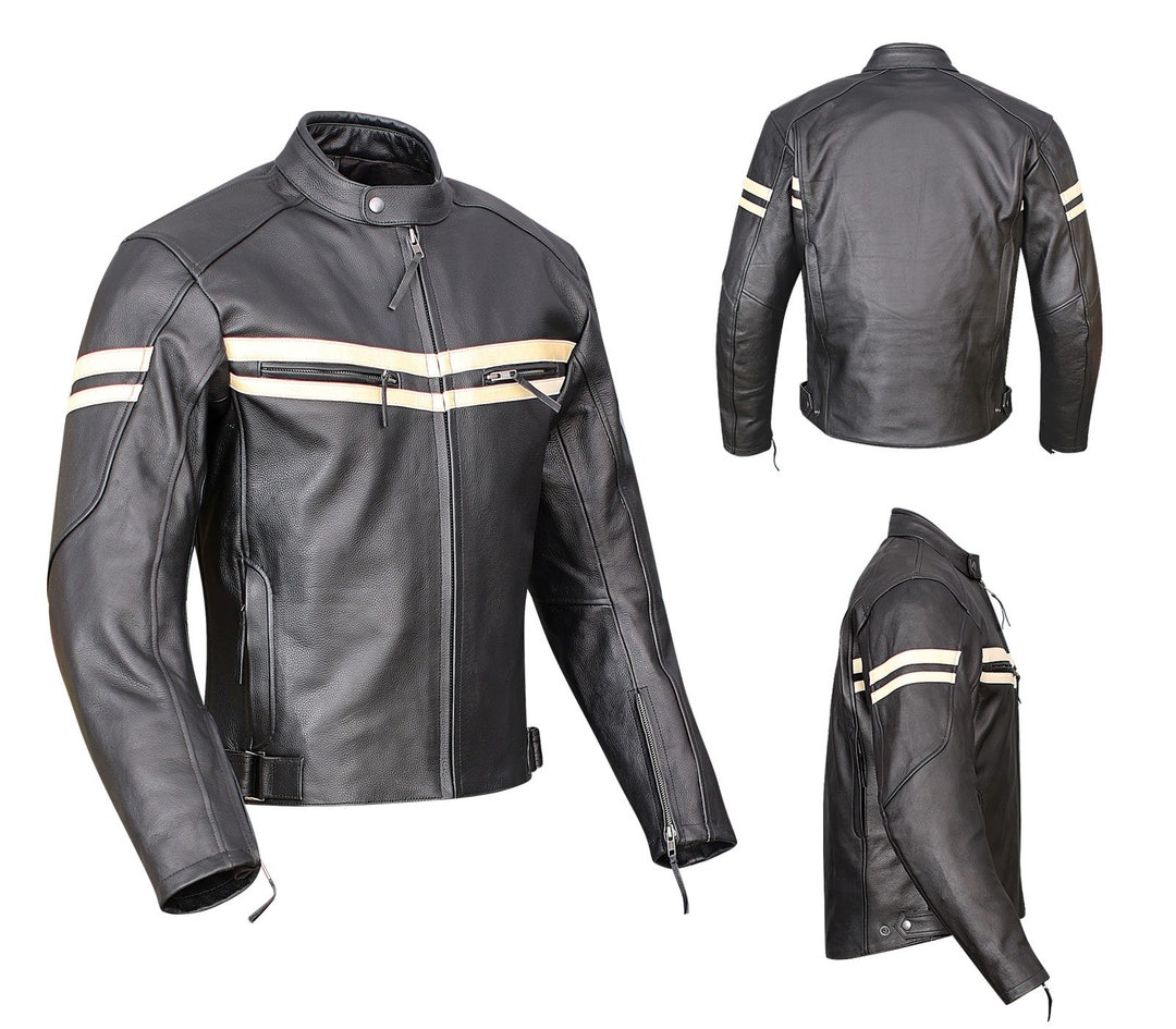 Cafe Leather Motorcycle Jacket - Etsy