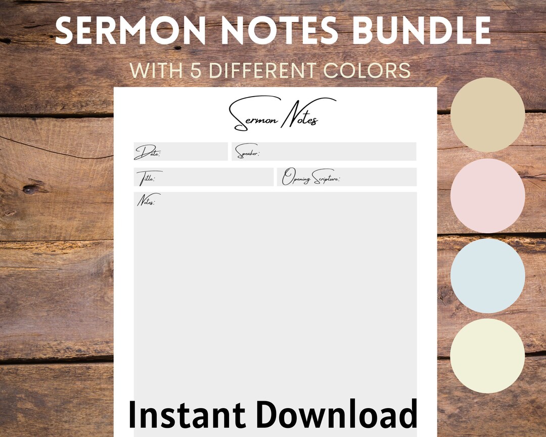 Sermon Notes Bundle Digital Printable - Etsy