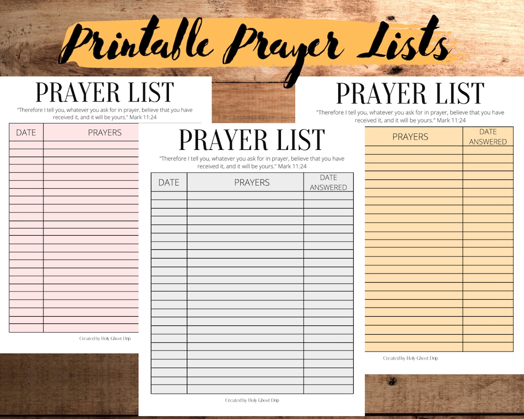 Prayer List Digital Printable - Etsy