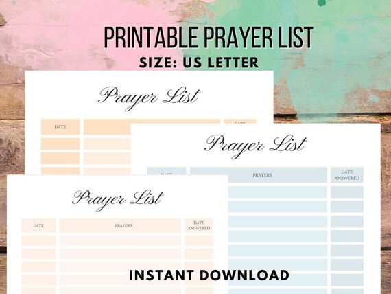 Prayer List Digital Printable - Etsy