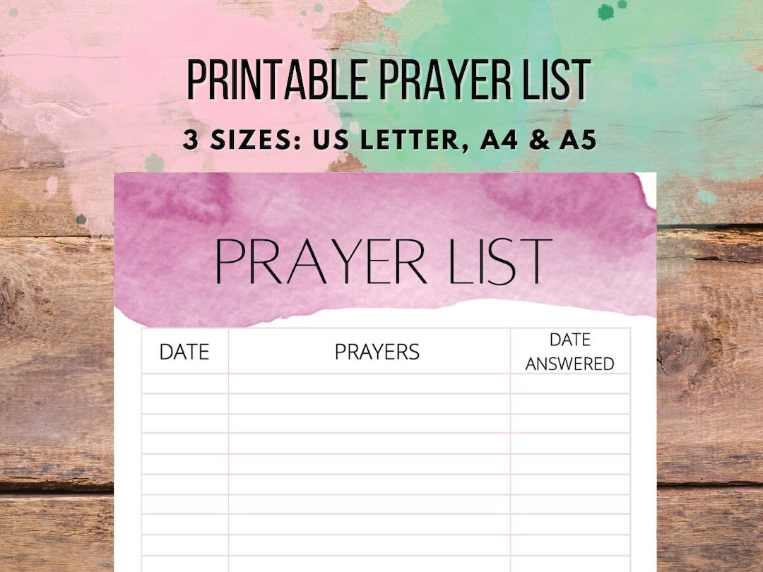 Prayer List Digital Printable Pink Paint - Etsy