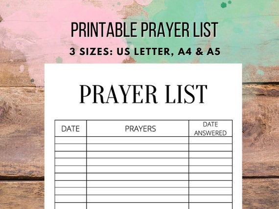 Prayer List Digital Printable Minimalistic - Etsy