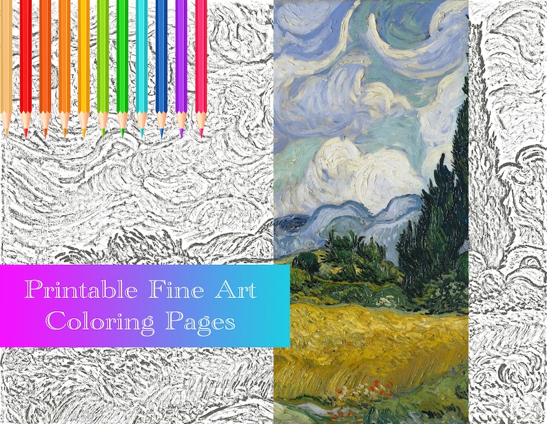 Printable 8.5"x11" Fine Art Coloring Page- Vincent Van Gogh, Wheat ...