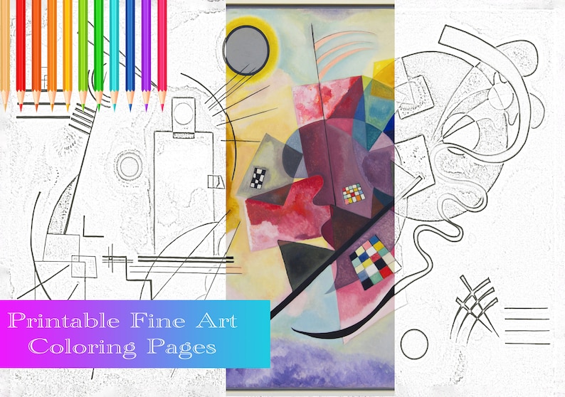 Printable 8.5"x11" Modern Art Coloring Page- Wassily Kandinsky, Yellow ...
