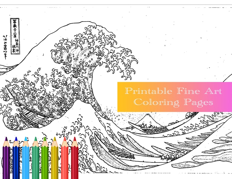Printable 8.5"x11" Coloring Page- Katsushika Hokusai, the Great Wave ...