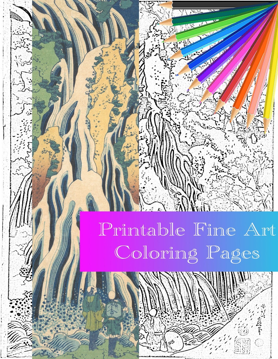 Printable 8.5"x11" Coloring Page- Katsushika Hokusai, Japanese Art ...