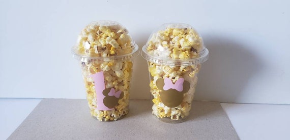 Pink and Gold Minnie Mouse Popcorn Cups With Dome Lid Party - Etsy