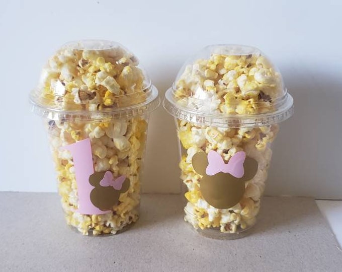 Pink and Gold Minnie Mouse Popcorn Cups With Dome Lid Party - Etsy