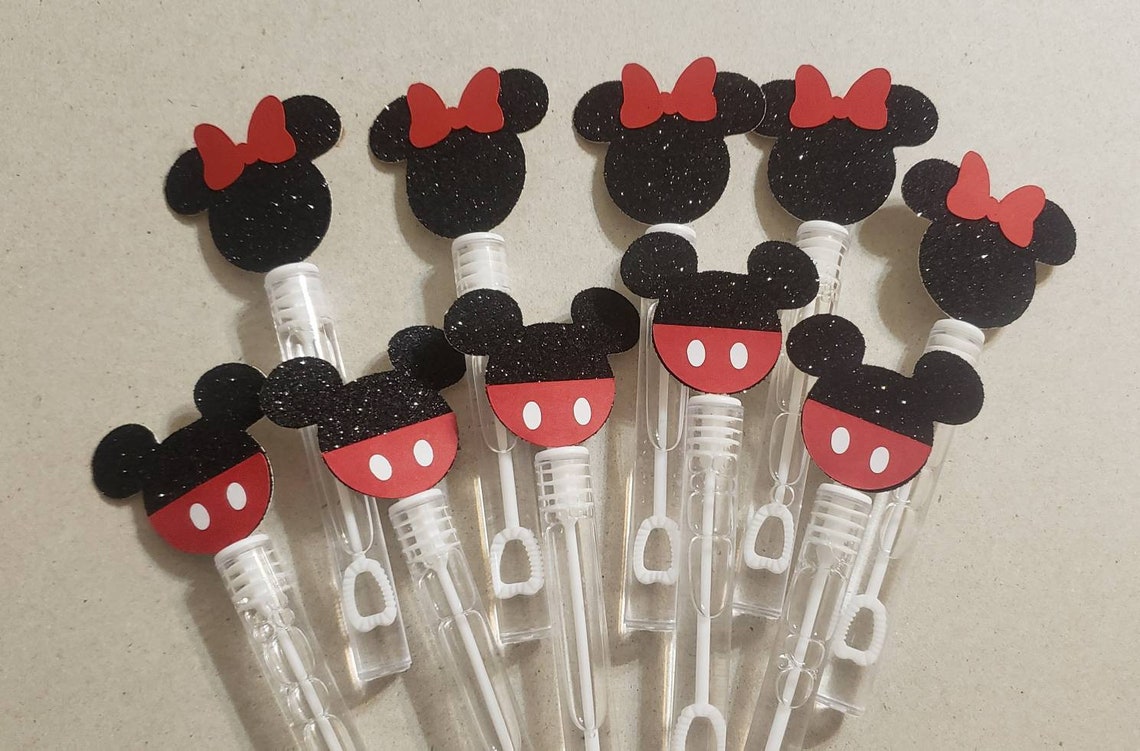 10 Glitter Minnie & Mickey Mouse Bubble Wands Party Favors - Etsy