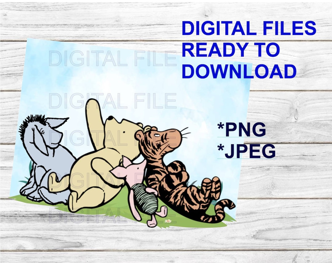 Winnie the Pooh, Tigger, Piglet & Eeyore Printable Clipart Digital PNG ...