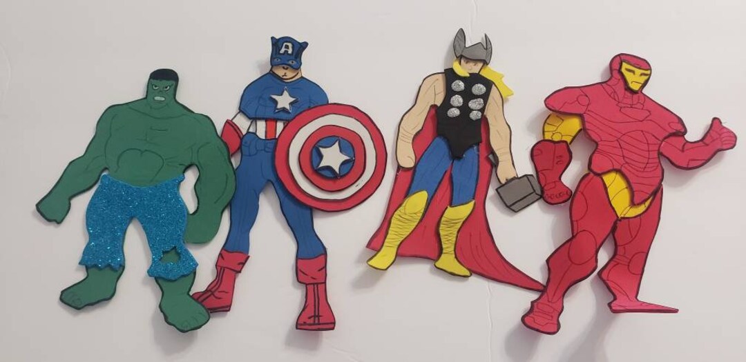 4 Foam Figures, Superheroes Characters, Great for Centerpieces, Party ...