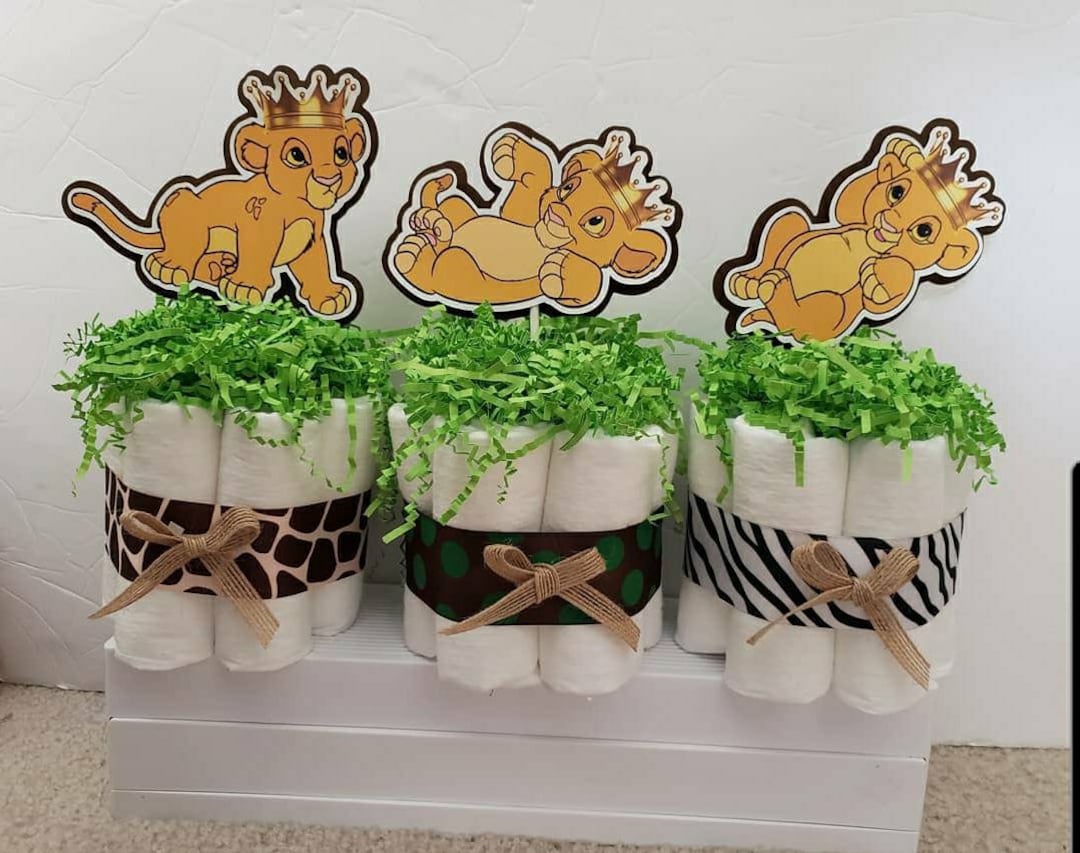 3 Baby Lion King, Simba Mini Diaper Cakes, Party Decoration, Baby ...