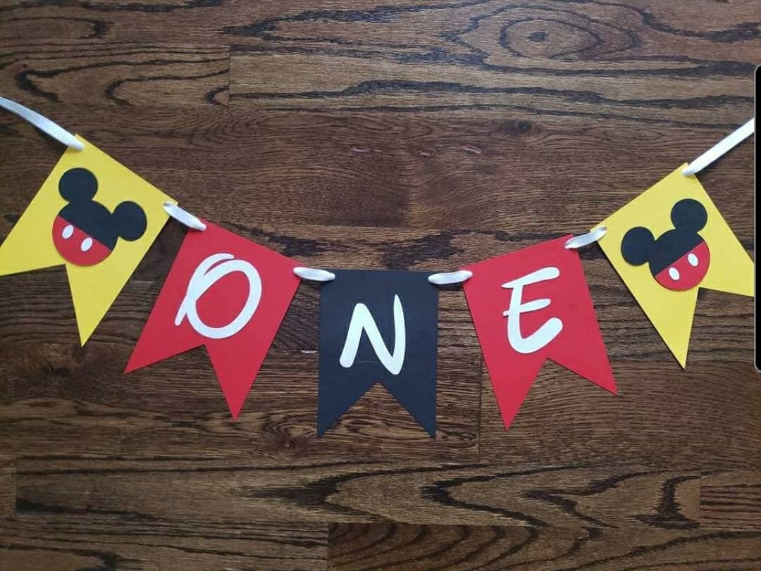 ONE Mickey Mouse First Birthday Banner, Party Decoration - Etsy