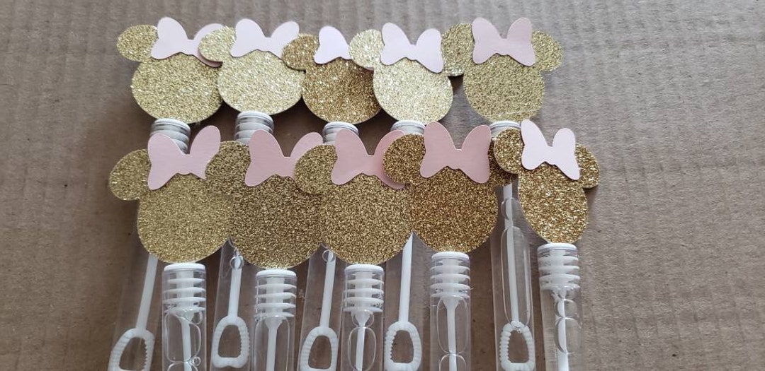 Pink and Gold Minnie Mouse Bubble Wands, Party Favors - Etsy