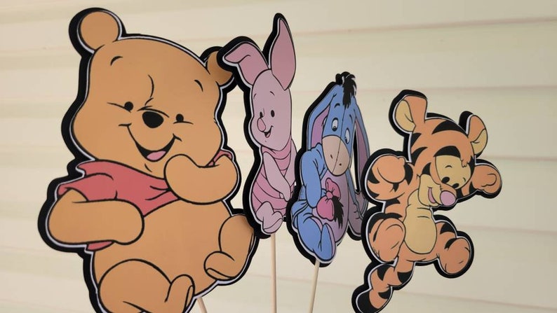 4 Baby Winnie the Pooh Characters, Baby Shower Party Decoration ...