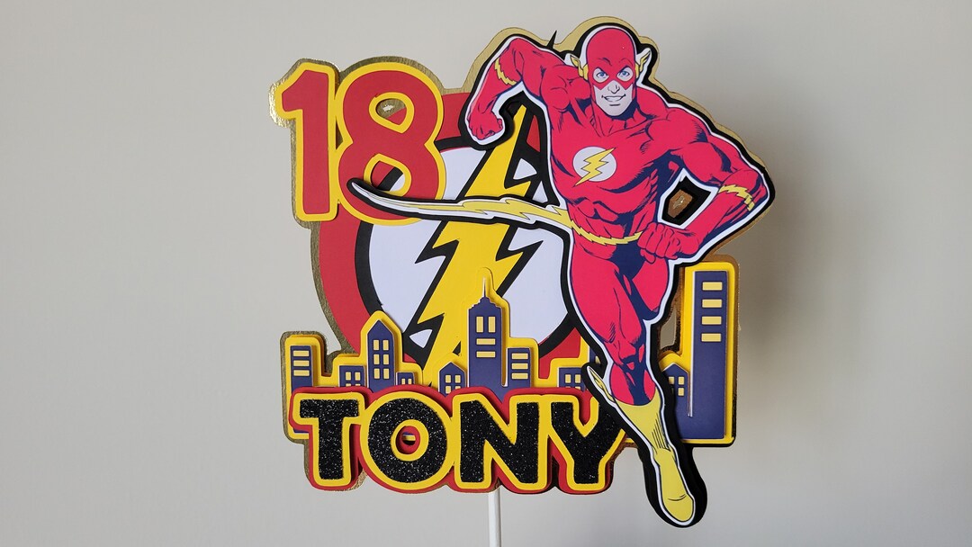 Flash, Superhero, Personalized 3D Cake Topper, Party Decoration ...