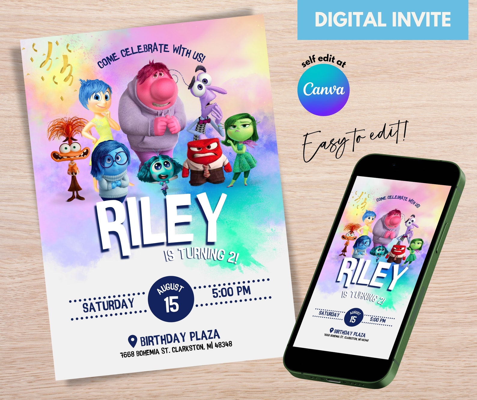 Inside Out 2 Birthday Invitation: Custom Printable Invite (digital) - Etsy