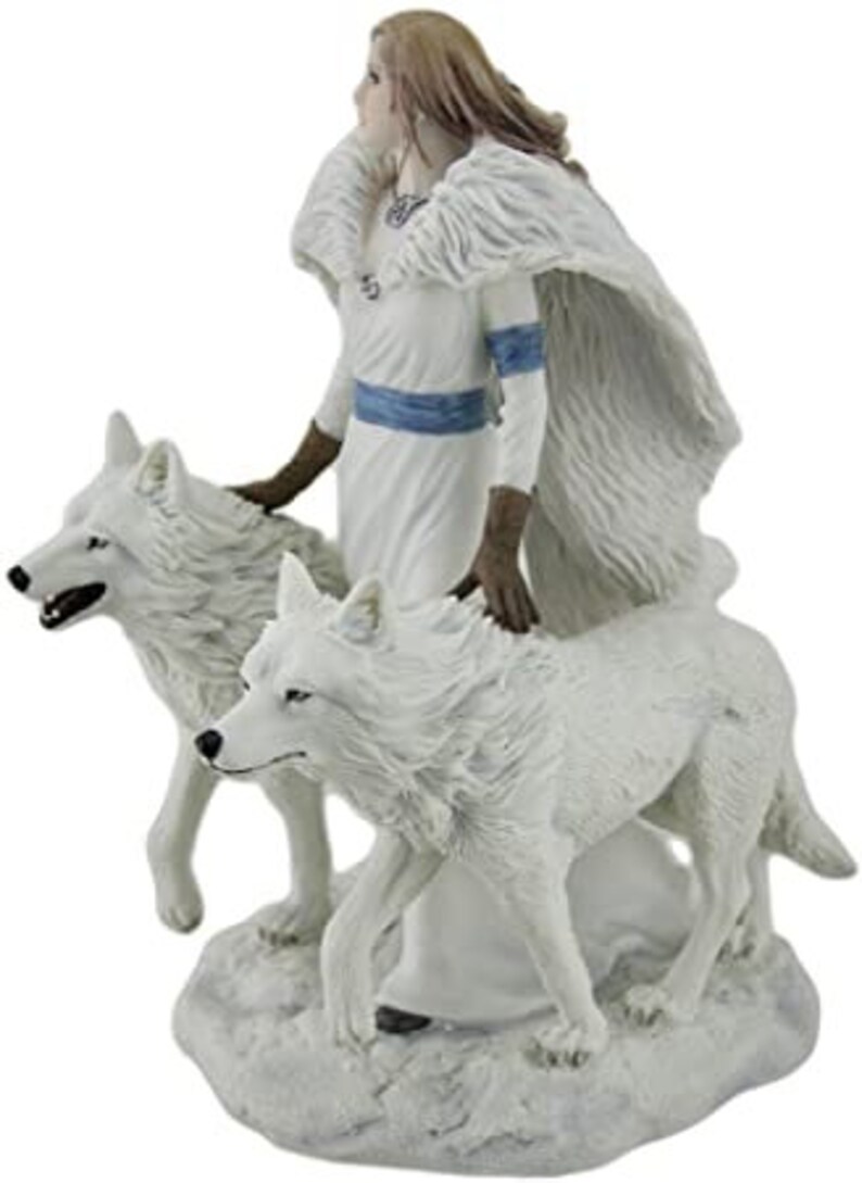 Winter Guardians by Anne Stokes Snow Wolves & Mistress Statue - Etsy UK