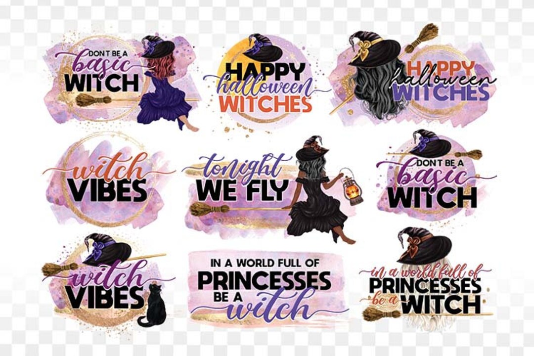 Sublimation Design for T Shirts Witchy Halloween Bundle, Witch PNG ...
