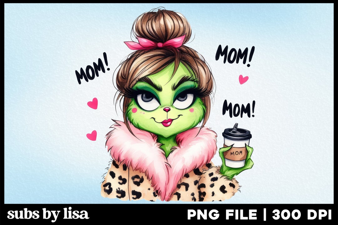 Mama Grinch Style PNG Grinch Png Messy Bun Png File for - Etsy Hong Kong