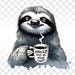 Funny Sloth PNG | Coffee Quote PNG | Trendy Png Coffee Sloth Funny ...