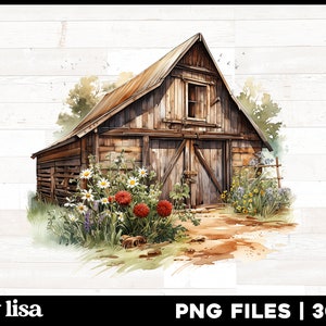 Farm Barns Clipart PNG Sublimation Bundle | Old Country Farmhouse ...