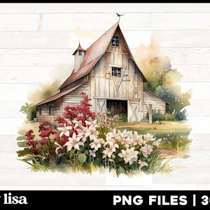 Farm Barns Clipart PNG Sublimation Bundle | Old Country Farmhouse ...