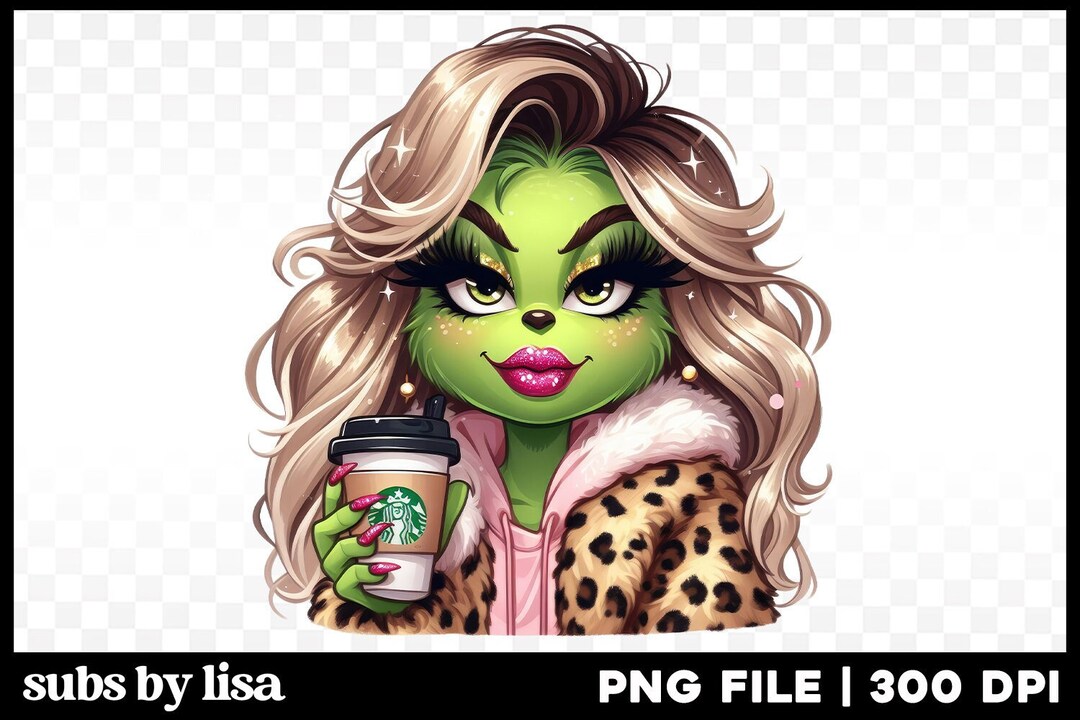 Bougie Grinch Style PNG, Grinch Png, Leopard Print Coffee Png File for ...