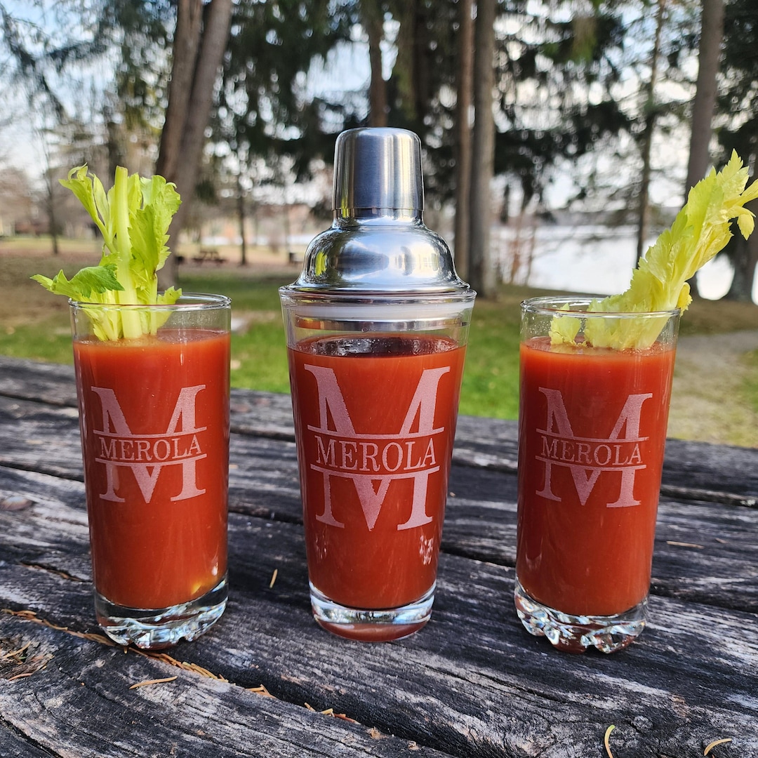 Custom Engraved Cocktail Shaker Set, Highball Whiskey Glasses ...
