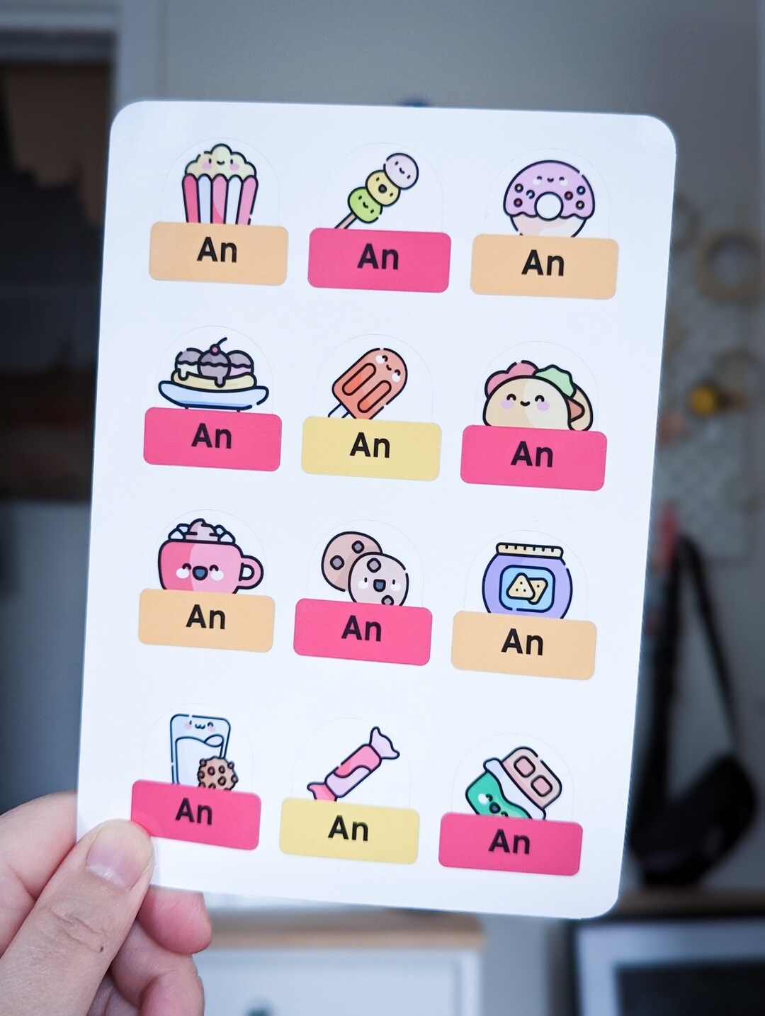 Children's Name Label Sticker Sheet, Adorable Kawaii Style, Waterproof ...