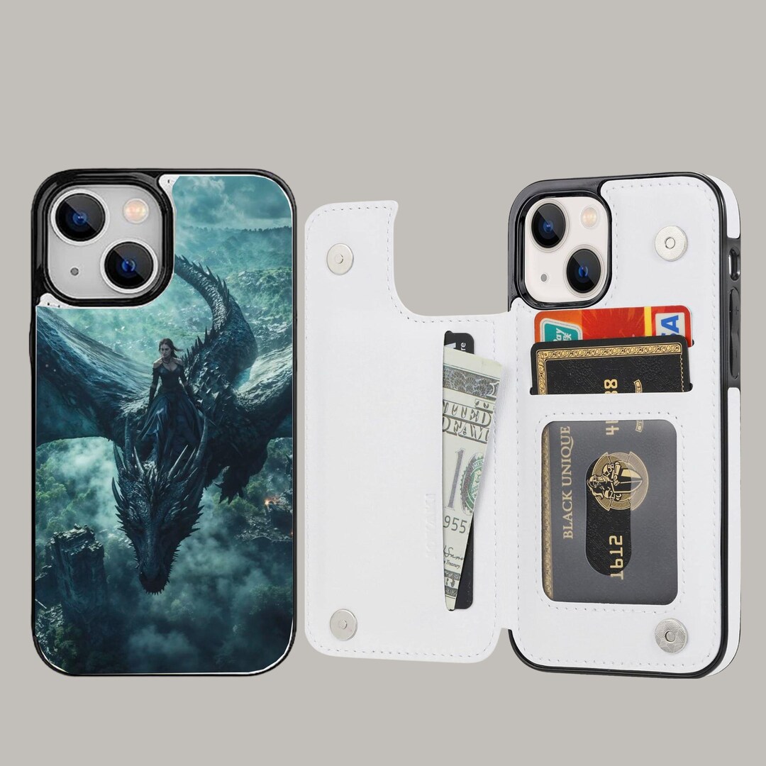 Cute Dragons Aesthetic Wallet Phone Case With Card Holder for iPhone 16 ...