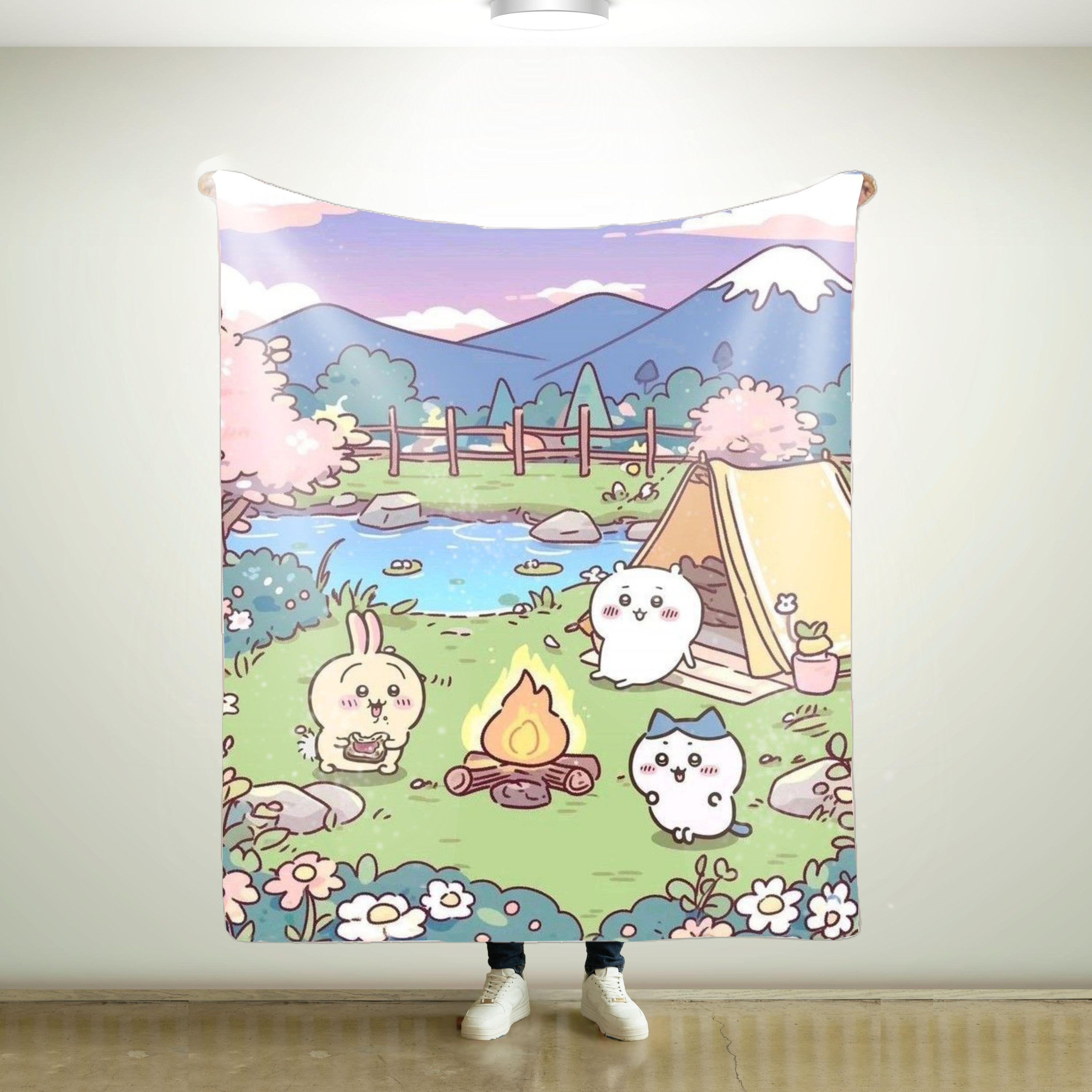 Cute Chiikawa Fanart Throw Blanket, Super Soft Cozy Fleece, Lightweight ...