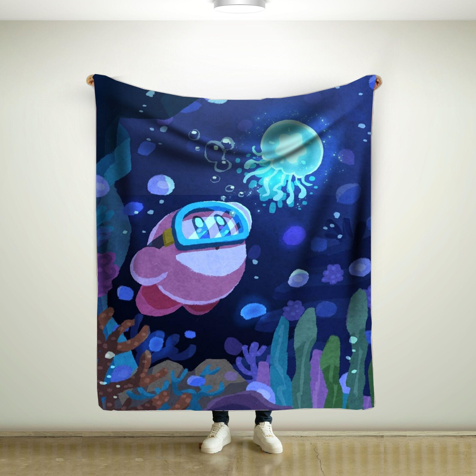 Cute Fanart Inspired by Pink Puffball Throw Blanket, Super Soft Cozy ...