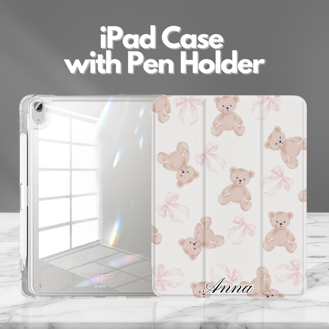 Personalized Teddy Bear iPad Case With Pencil Holder for iPad 11", iPad ...