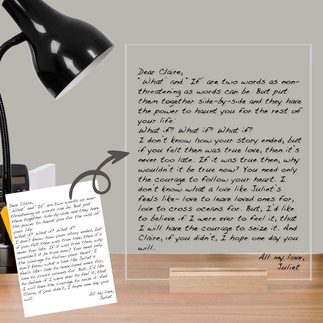 Actual Handwritten Letter Acrylic Plaque Stand, Handwriting Gift for ...