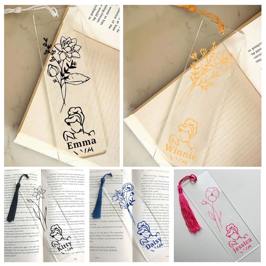 Personalized Birth Flower Name Bookmark, Custom Children Name Floral ...