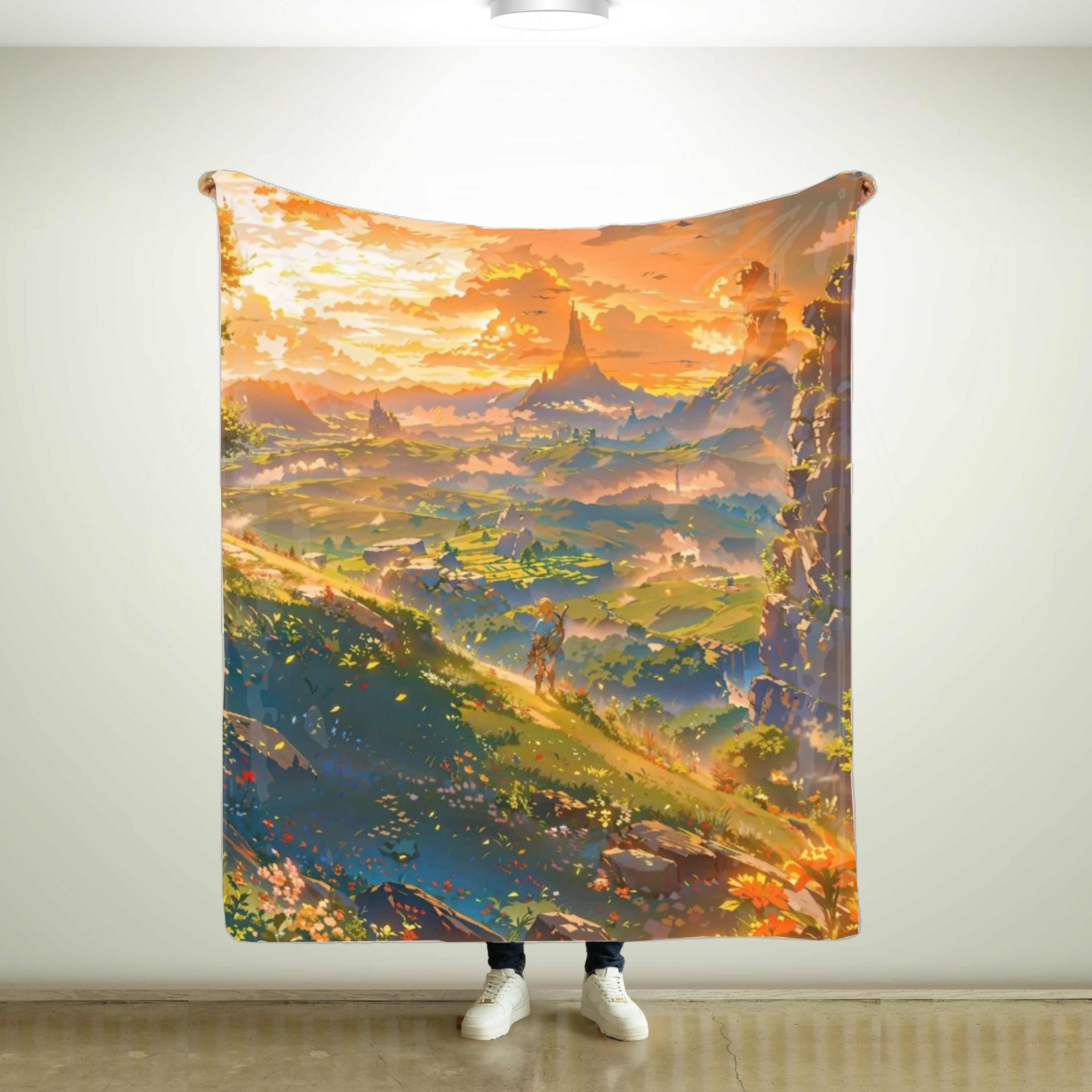 Cute Gaming Zelda Fan Art Themed Throw Blanket, Super Soft Cozy Fleece ...